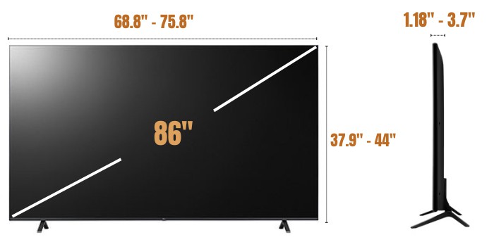 86 Inch TV Dimensions: With Stand vs Without Stand 86 Inch TV Dimensions: With Stand vs Without Stand